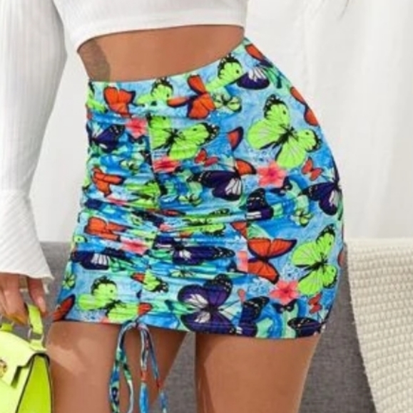 SHEIN | Skirts | Shein Butterfly Drawstring Knot Skirt Size M | Poshmark